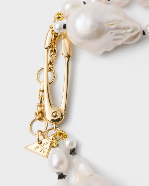 Prada Pearl And Safety Pin Anklet