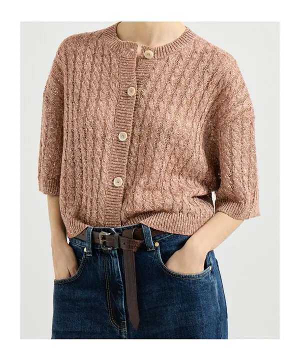Brunello Cucinelli Cable Knit Openwork Cardigan