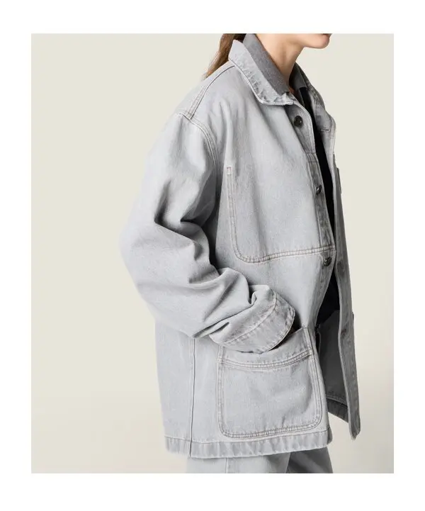Miu Miu Denim Blouson Jacket With Contrasting Top-stitching