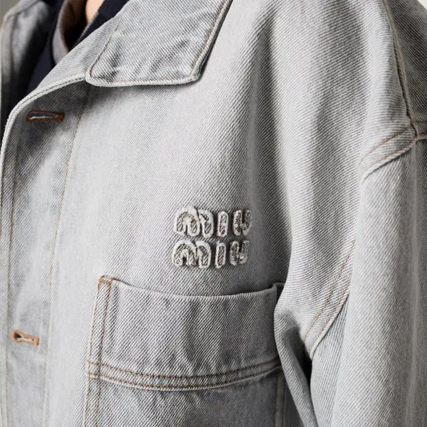 Miu Miu Denim Blouson Jacket With Contrasting Top-stitching