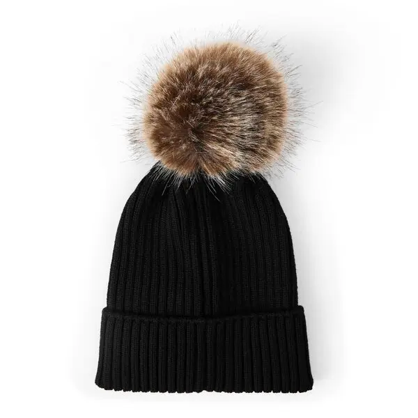 Moncler Ribbed Beanie With Fur Pom-pom