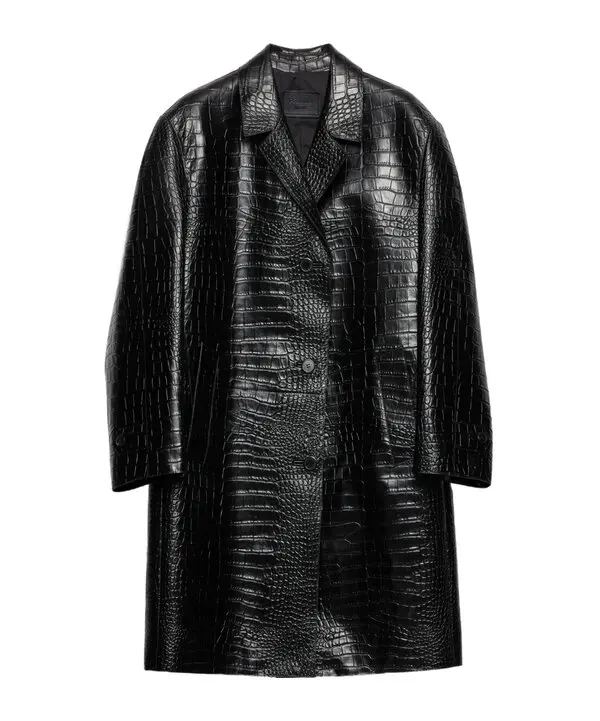 Prada Croco-print Leather Coat