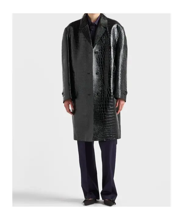 Prada Croco-print Leather Coat