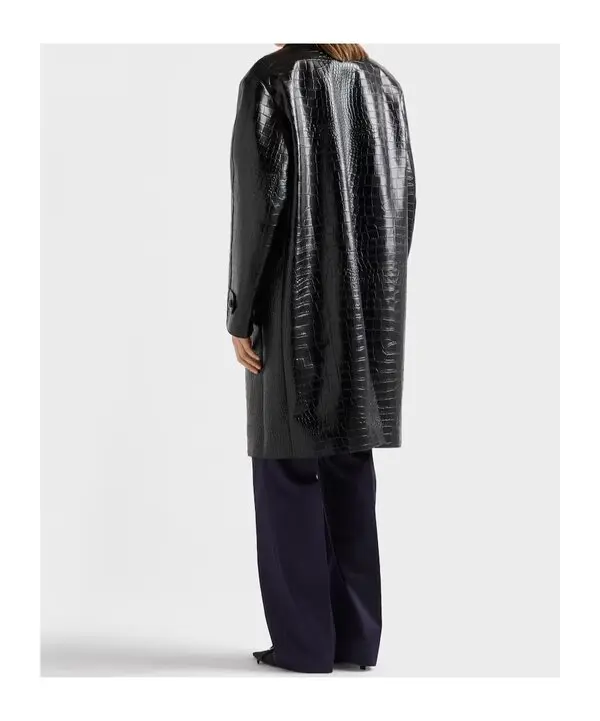 Prada Croco-print Leather Coat