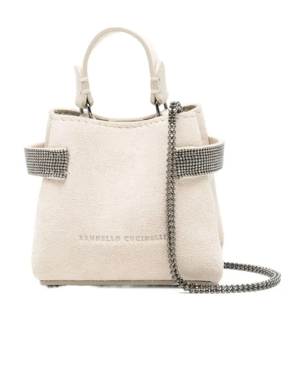 Brunello Cucinelli Embellished Top-handle Pouch - Nude