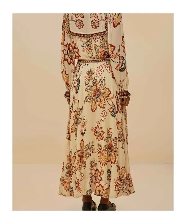 Farm Rio Floral Print Midi Skirt