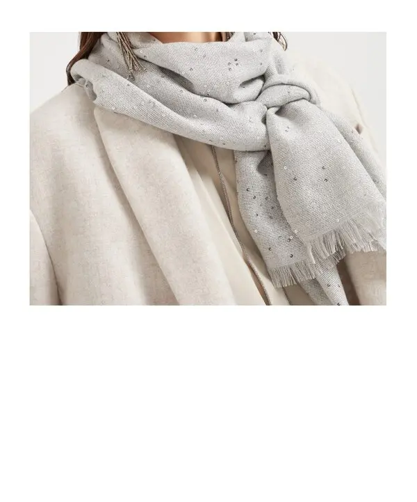 Brunello Cucinelli Fringed Sequin Detailing Scarf