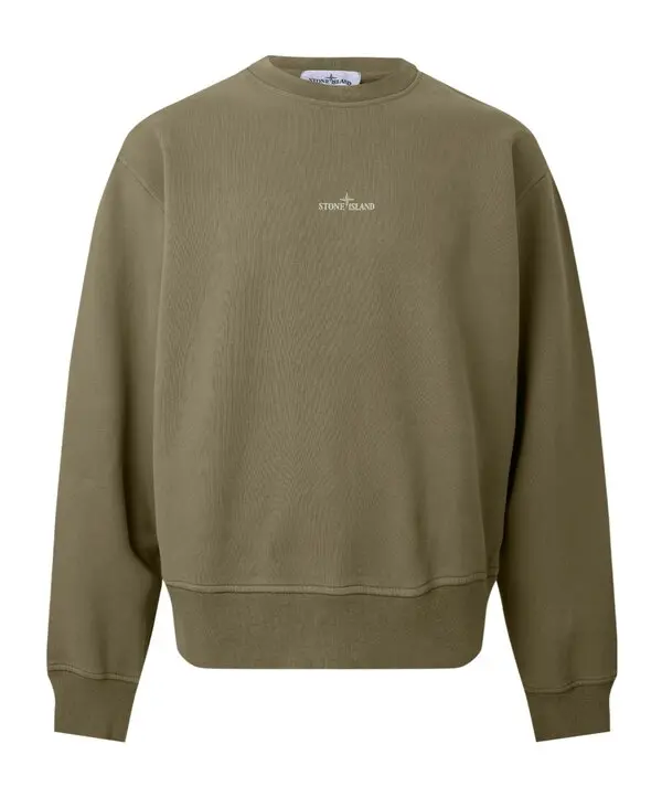 Stone Island Khaki Crewneck Loose Sweatshirt