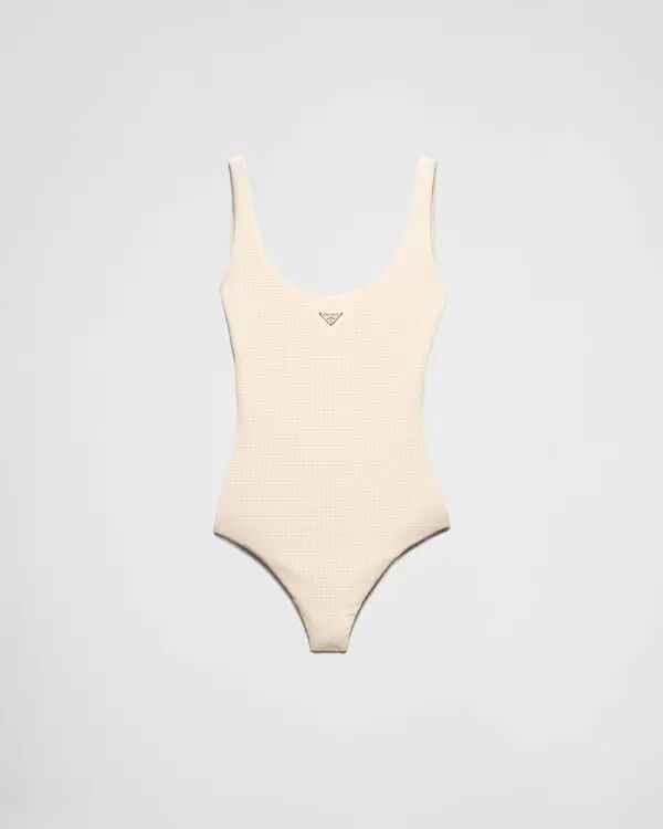 Prada Logo Plaque Sleeveless One-piece Swimsuit