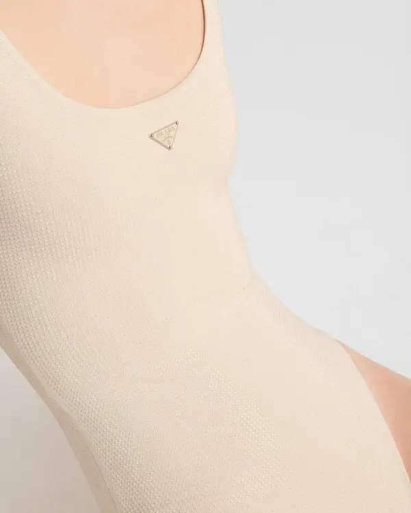 Prada Logo Plaque Sleeveless One-piece Swimsuit