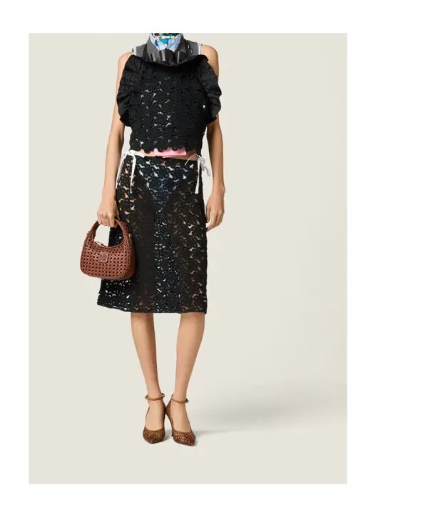 Miu Miu Macramé Pinafore Top With Ribbon Back