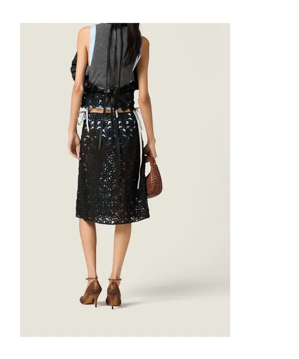Miu Miu Macramé Pinafore Top With Ribbon Back