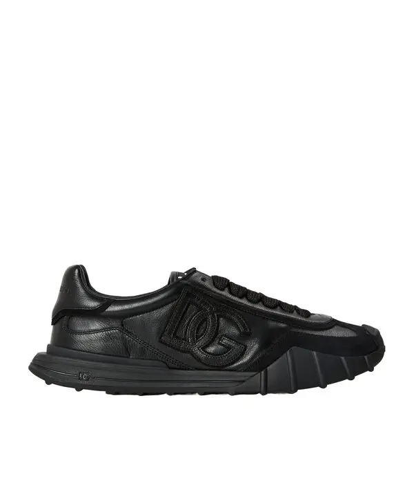 Dolce & Gabbana Allblack Paneled Lowtop Shoes - Black