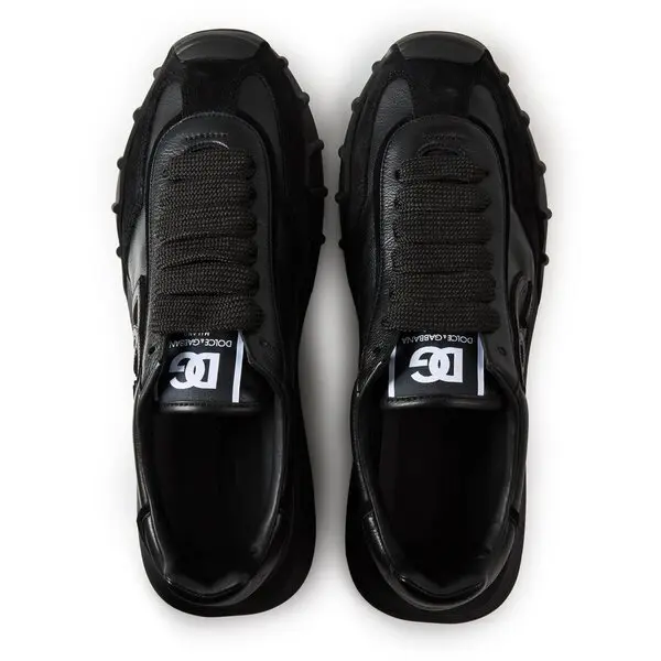 Dolce & Gabbana Allblack Paneled Lowtop Shoes