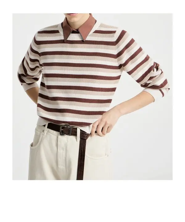Brunello Cucinelli Striped Cotton Sweater