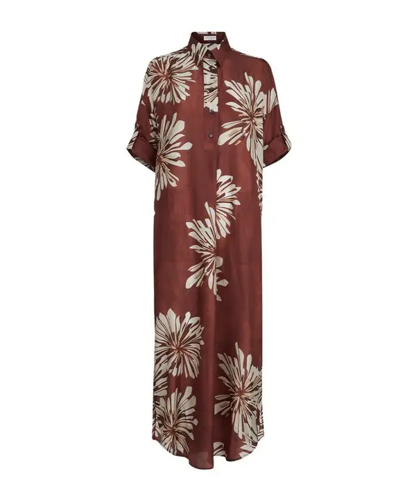 Brunello Cucinelli Bloom-print Monili-detail Maxi Dress