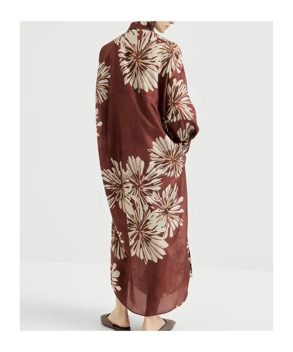 Brunello Cucinelli Bloom-print Monili-detail Maxi Dress