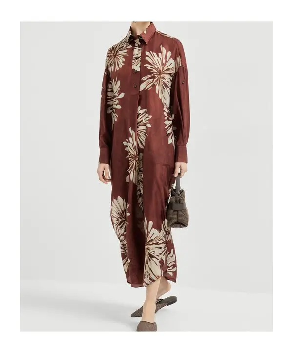 Brunello Cucinelli Bloom-print Monili-detail Maxi Dress