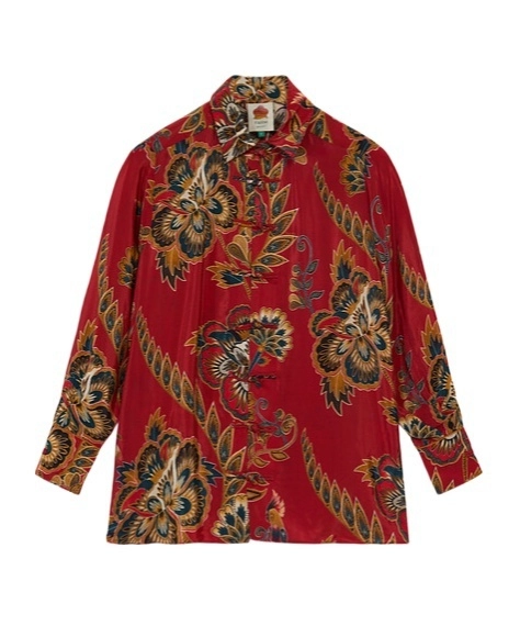 Farm Rio Long Sleeve Lapel Collar Printed Shirt