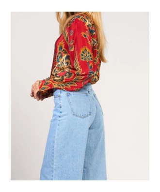 Farm Rio Long Sleeve Lapel Collar Printed Shirt