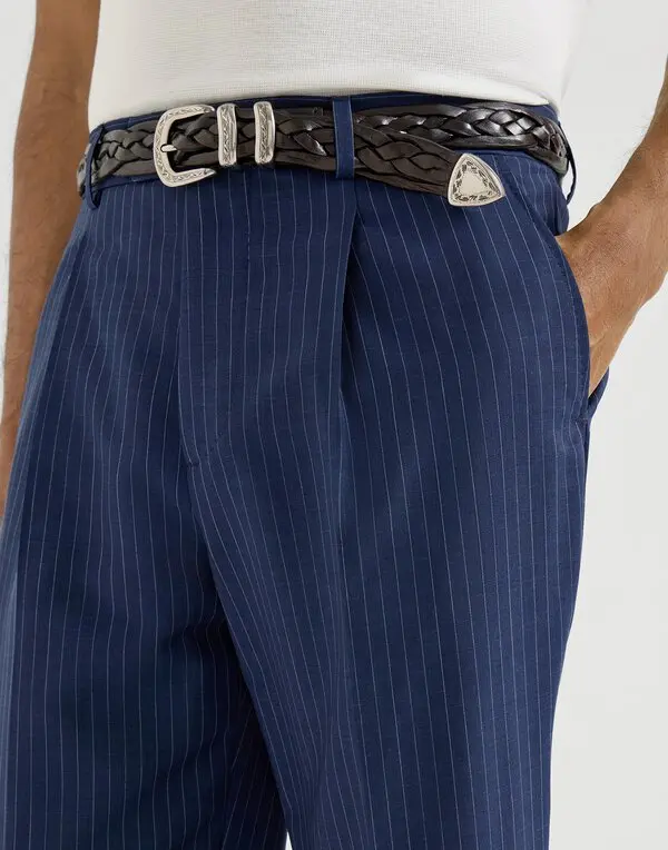 Brunello Cucinelli Pinstripe Trousers - Blue