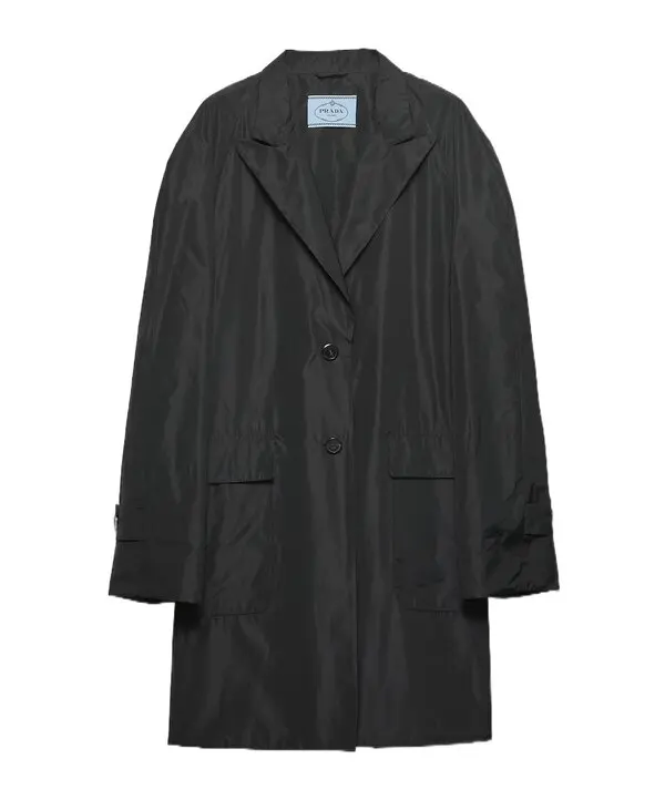 Prada Single-breasted Technical Taffeta Coat - Black