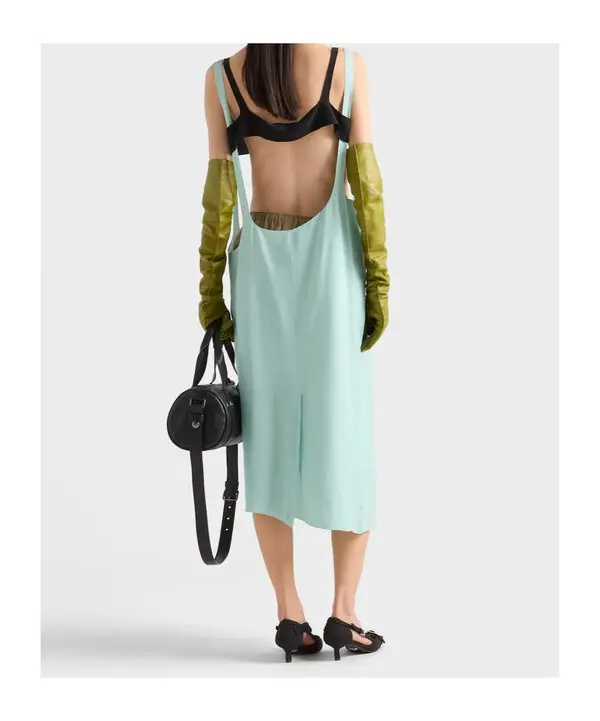Prada Crepe Skirt With Suspender Straps - Green