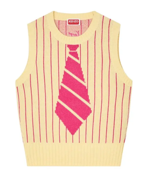 Kenzo Wool Cotton Trompe L'oeil Vest - Nude