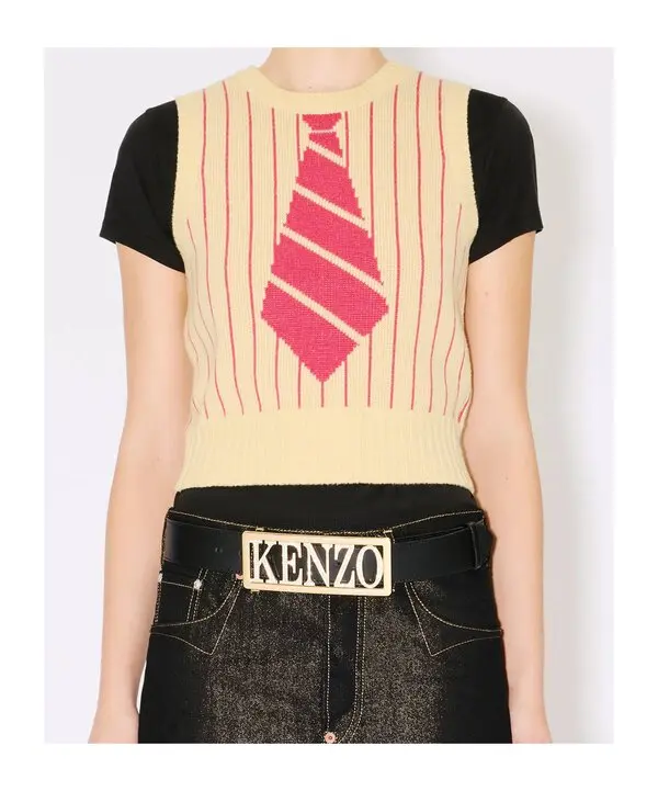 Kenzo Wool Cotton Trompe L'oeil Vest - Nude