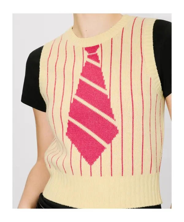 Kenzo Wool Cotton Trompe L'oeil Vest - Nude