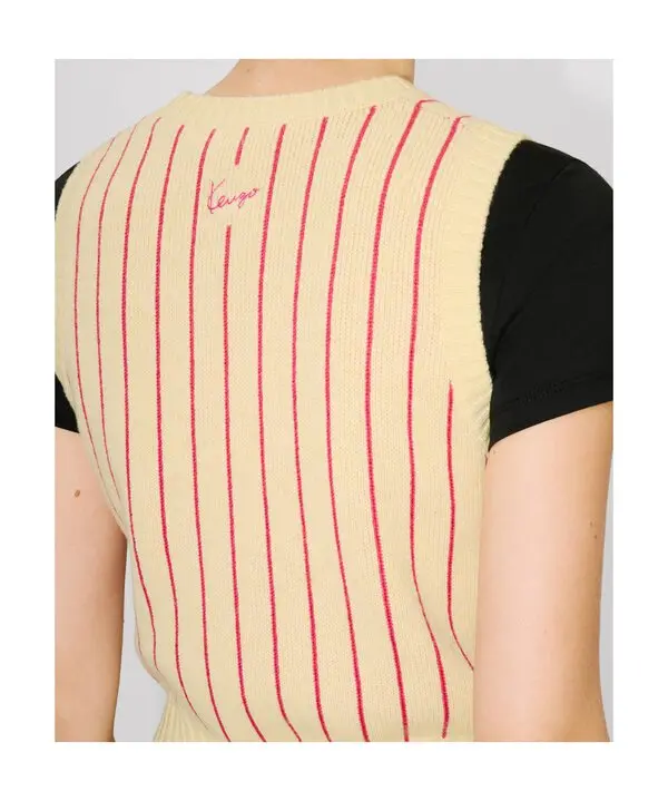 Kenzo Wool Cotton Trompe L'oeil Vest - Nude