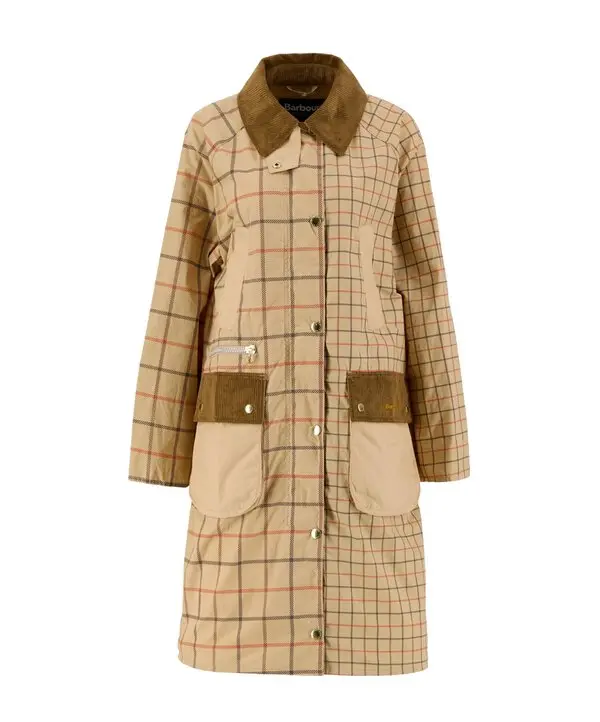 Barbour Long-sleeved Plaid Casual Jacket With Corduroy Collar