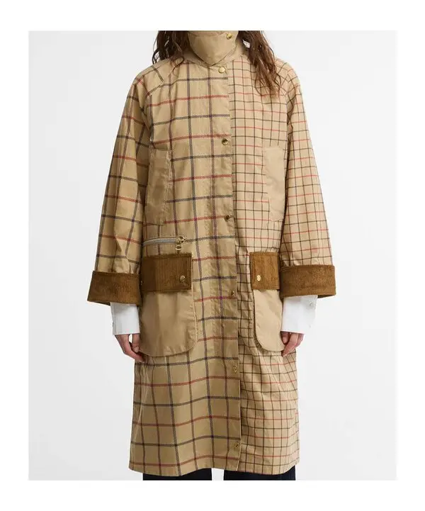 Barbour Long-sleeved Plaid Casual Jacket With Corduroy Collar