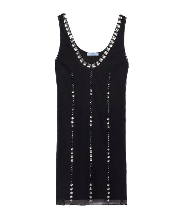Prada Embellished Tulle Mini Dress