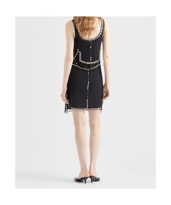 Prada Embellished Tulle Mini Dress