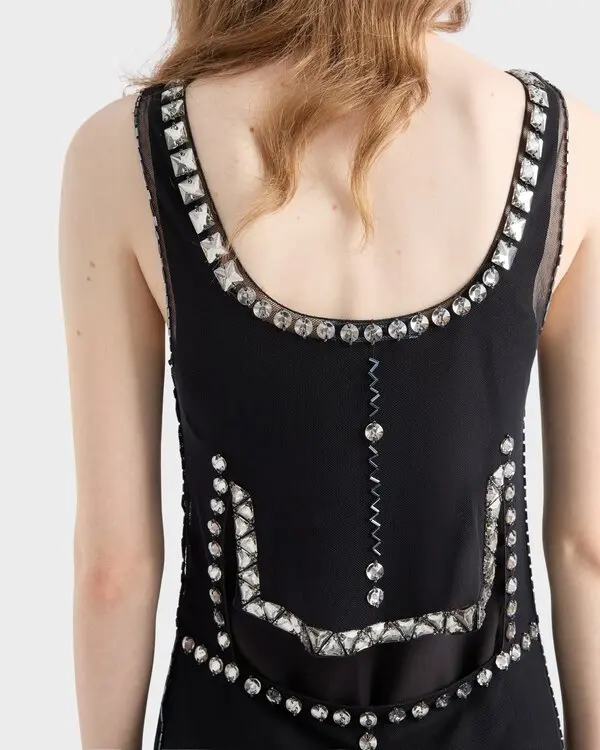 Prada Embellished Tulle Mini Dress