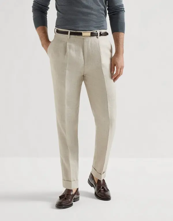 Brunello Cucinelli Pleated Hopsack Trousers
