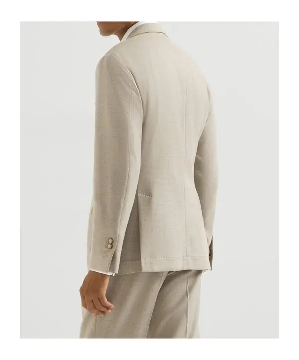 Brunello Cucinelli Mouliné Virgin Wool Twill Deconstructed Blazer With Large Peak Lapels