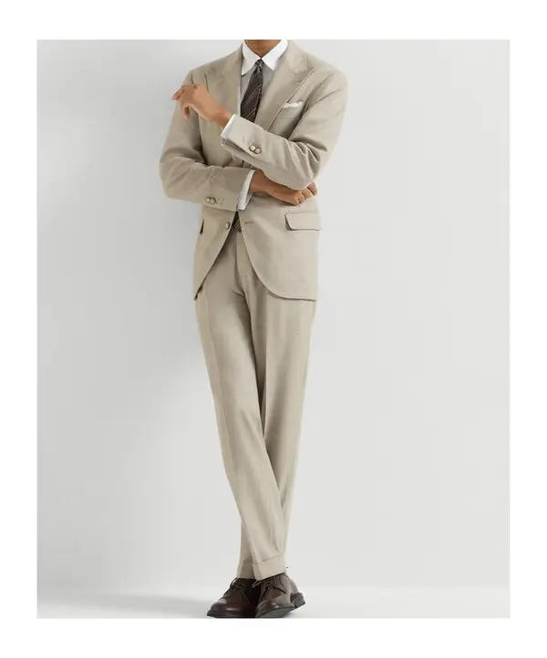 Brunello Cucinelli Mouliné Virgin Wool Twill Deconstructed Blazer With Large Peak Lapels