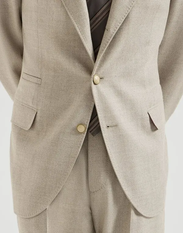 Brunello Cucinelli Mouliné Virgin Wool Twill Deconstructed Blazer With Large Peak Lapels