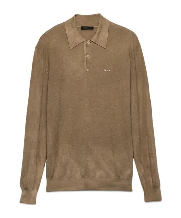 Prada Wool And Silk Polo Sweater