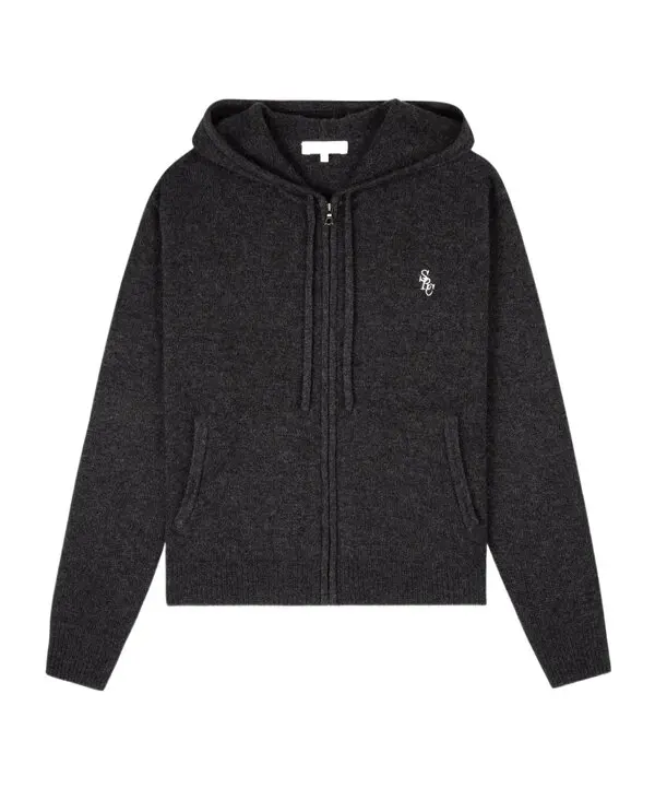 SPORTY  RICH Sporty & Rich Zip Hoodie With Embroidered Detail