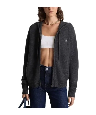 SPORTY  RICH Sporty & Rich Zip Hoodie With Embroidered Detail