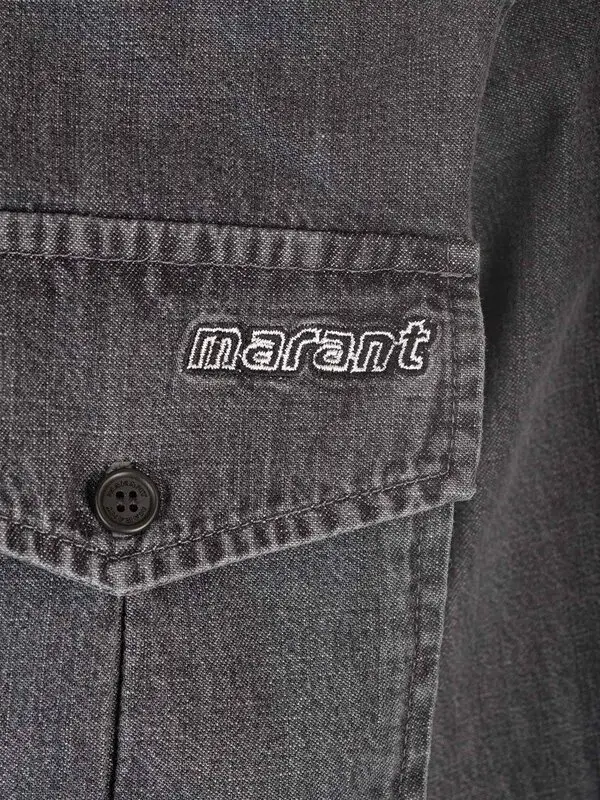 Isabel Marant Étoile Logo Embroidered Long-sleeved Denim Shirt