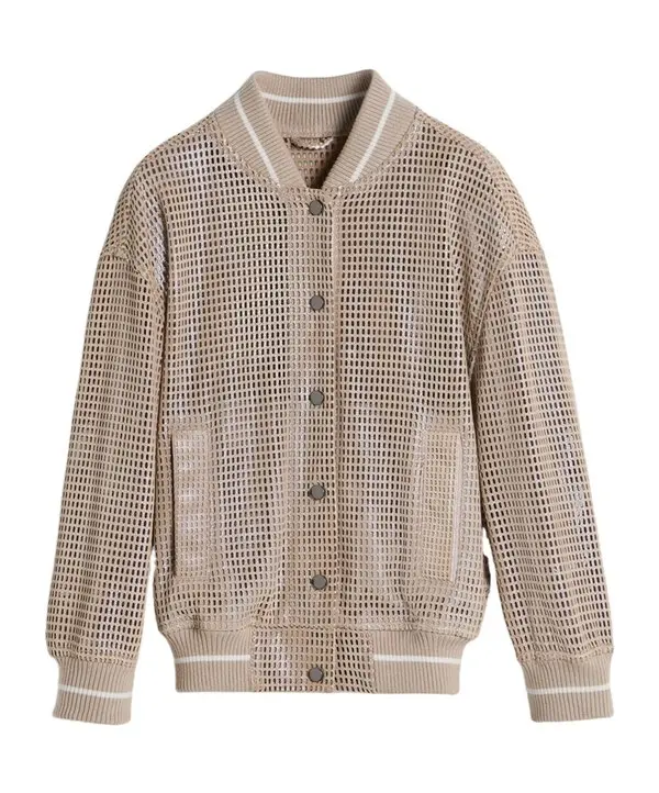 Brunello Cucinelli Perforated Leather Bomber Jacket