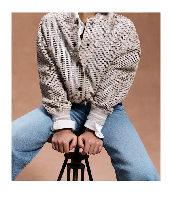 Brunello Cucinelli Perforated Leather Bomber Jacket
