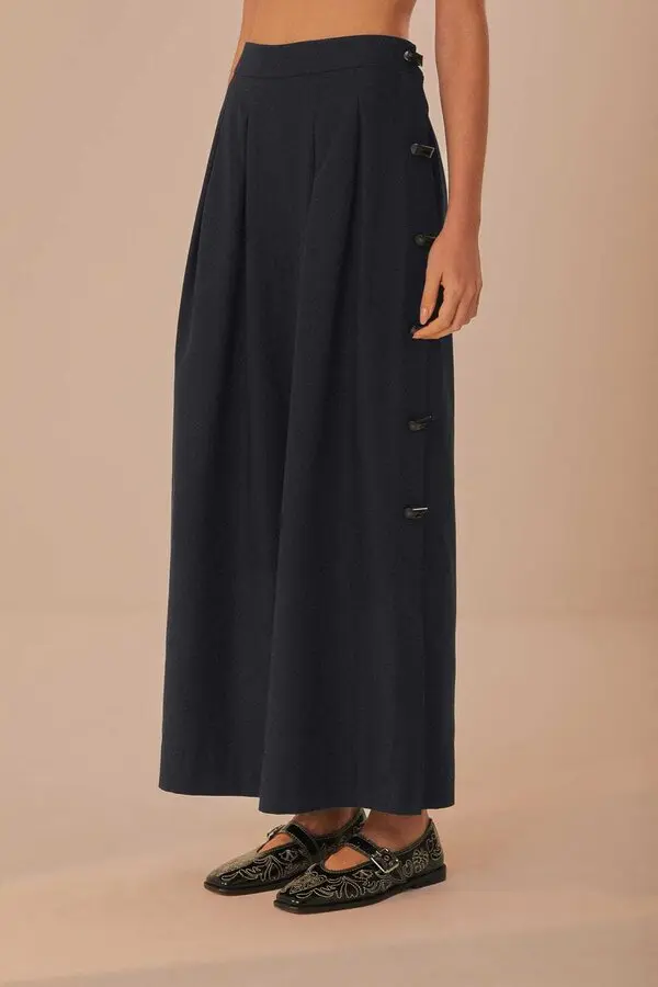 Farm Rio Button Detailed Wide Leg Pants