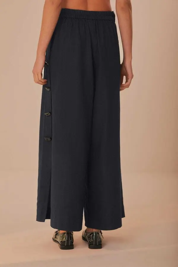 Farm Rio Button Detailed Wide Leg Pants