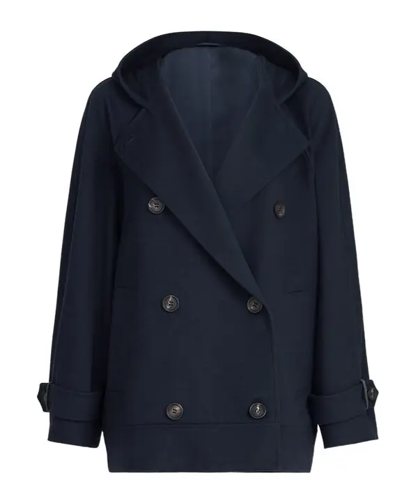 Brunello Cucinelli Double Breasted Coat - Navy Blue