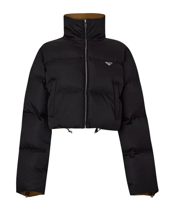 Prada Cropped Quilted Stand Collar Puffer Jacket